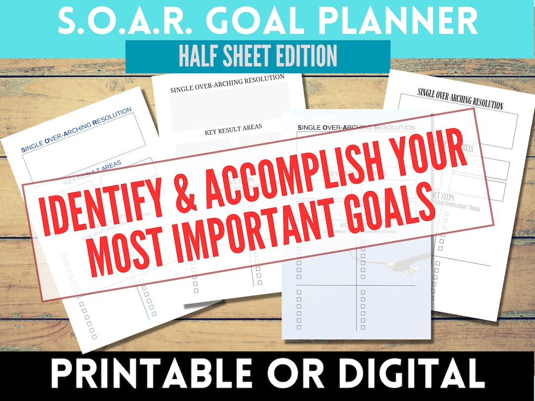 Printable and Digital Goal Planning Sheet HALF-SHEET SIZE | Plan Your ...