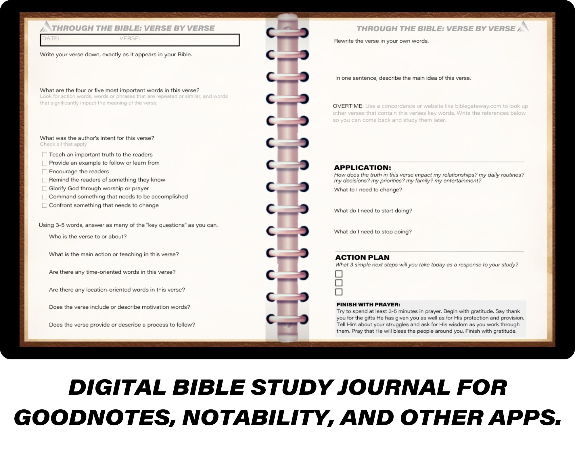 Minimalist Digital Bible Study Journal | Landscape Notebook for ...