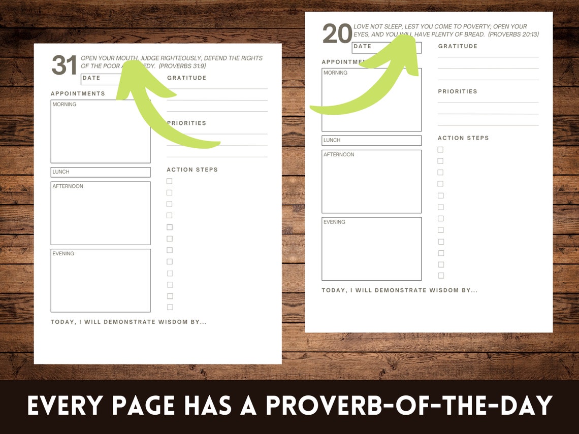The Proverbs Planner | 31 Days of Planning Pages With A Proverb Each ...