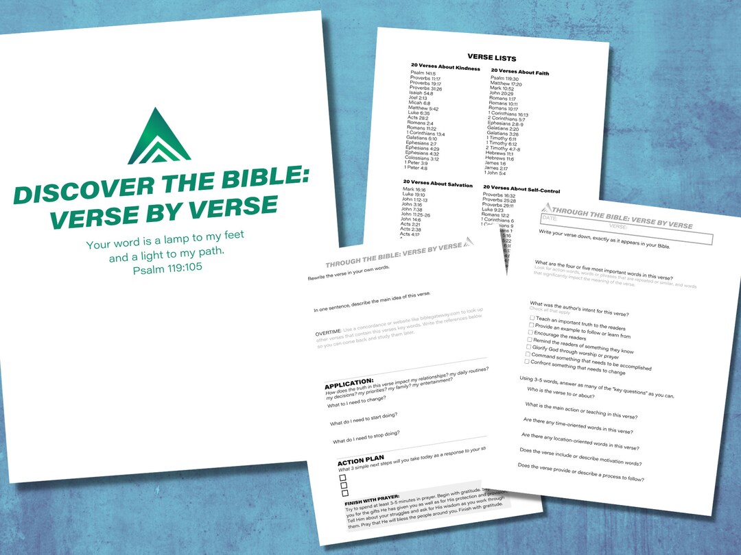 Printable Bible Study Guides Verse by Verse Journal Prompts Notebook ...