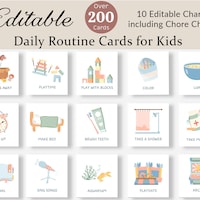 Editable Kids Daily Routine Cards | Daily Visual Schedule | Chore Chart ...