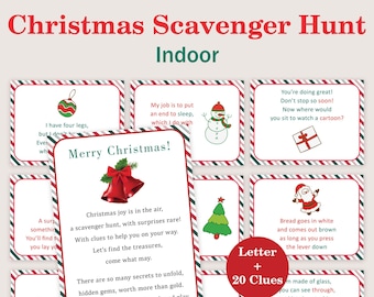 Christmas Scavenger Hunt for Kids Holiday Indoor Hunt Clues Treasure ...