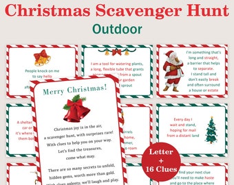 Christmas Scavenger Hunt for Kids Holiday Outdoor Treasure Hunt Clues ...