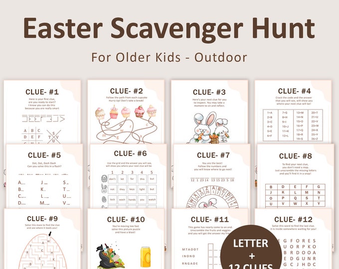 Easter Treasure Hunt for Older Kids Easter Bunny Scavenger Hunt Outdoor ...