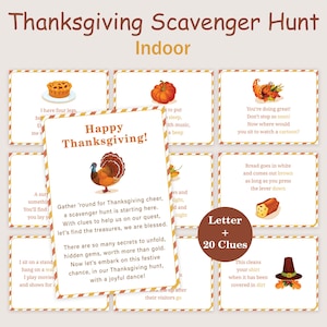 Thanksgiving Scavenger Hunt for Kids Indoor Treasure Hunt Clues Turkey ...
