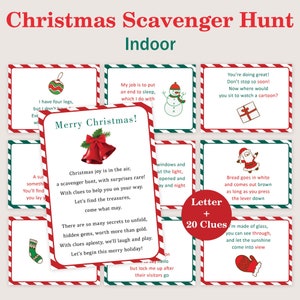 Christmas Scavenger Hunt for Kids Holiday Indoor Hunt Clues Treasure ...