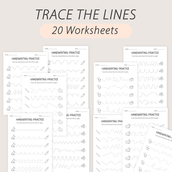 Preschool Line Tracing Worksheets Printable Lines Trace Pages ...