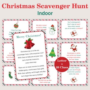 Christmas Scavenger Hunt for Kids Holiday Indoor Hunt Clues Treasure ...
