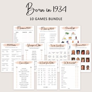 91st Birthday Games Bundle 91st Birthday Party Games 1934 Trivia Born ...