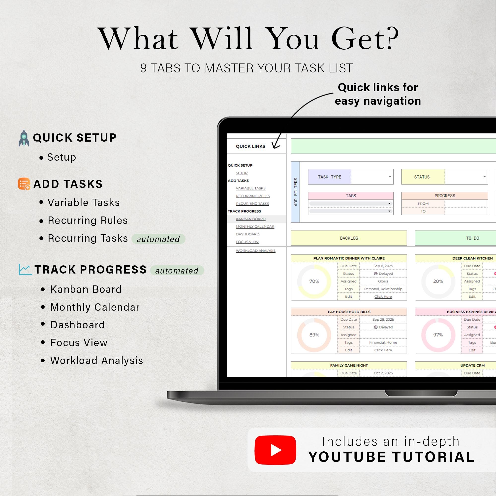 Kanban Board Spreadsheet Task Tracker Template Project Management Team ...