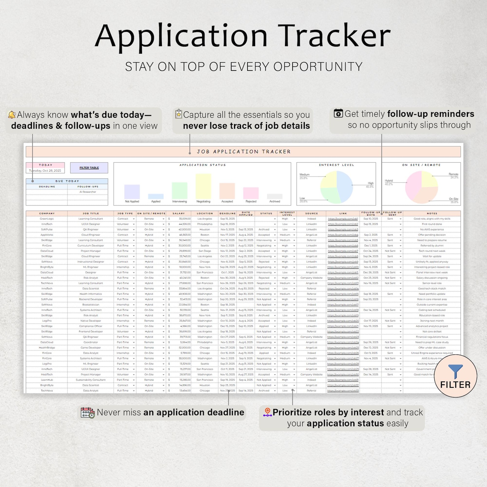 Job Application Tracker Spreadsheet Job Planner Interview Tracker Job ...