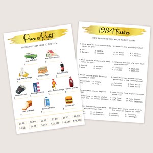 41st Birthday Games Bundle 41st Birthday Party Games 1984 Trivia Born ...