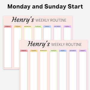 Weekly Calendar Toddler Weekly Planner Kids Routine Chart Cards Visual ...