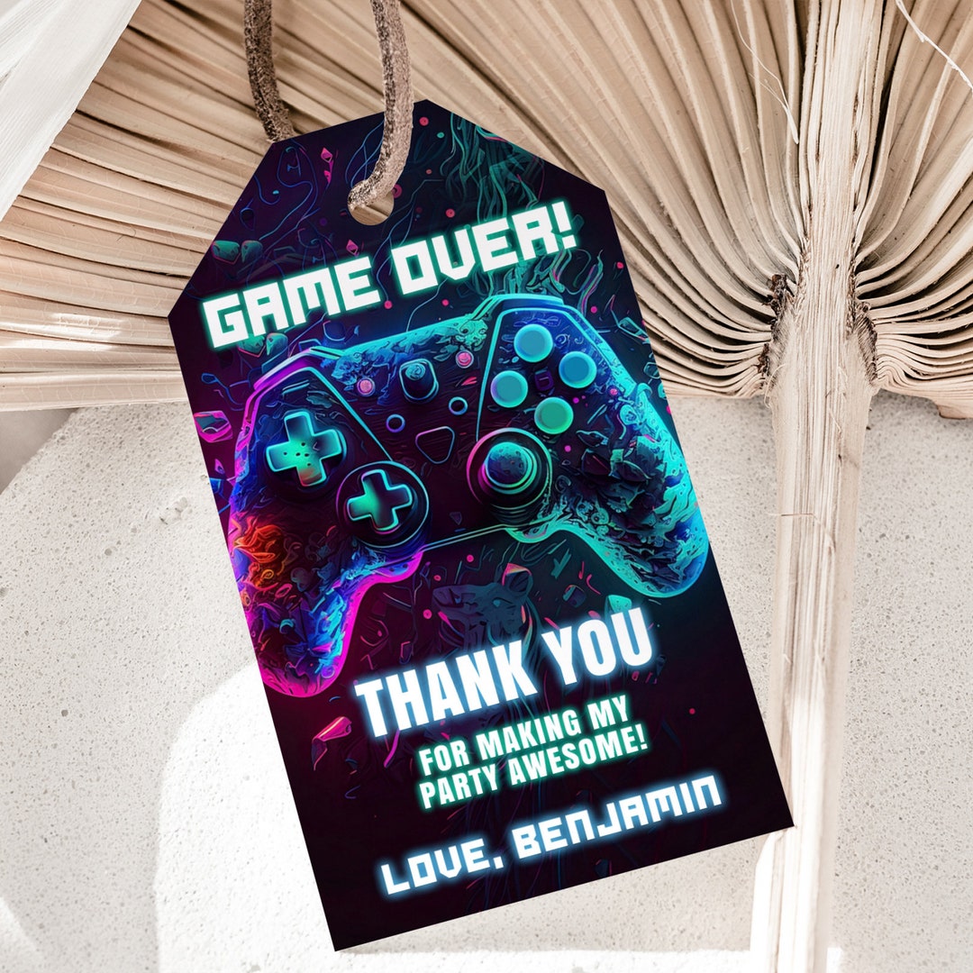 Video Game Thank You Tags Gamer Party Favor Tag Arcade Favor Tags Games ...