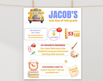 Chalkboard Last Day of School Sign Editable End of School Poster Black ...