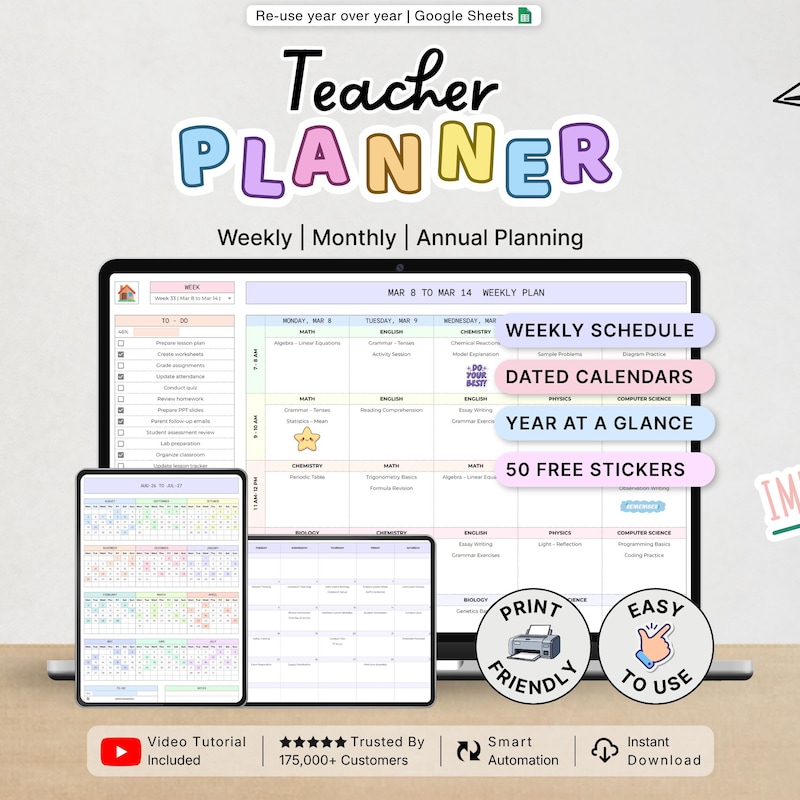 Teacher Planner Template - Etsy