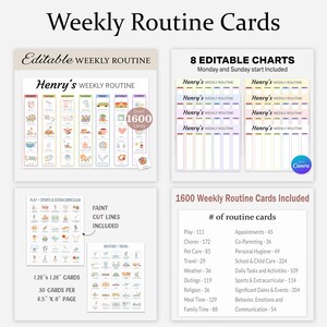 Kids Daily Routine Cards Chore Chart Toy Bin Labels Visual Schedule ...