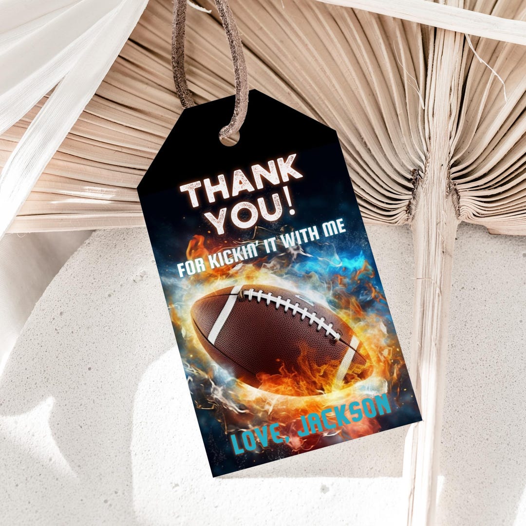 Football Thank You Tags Football Party Favors Sports Favor Tags Gift ...