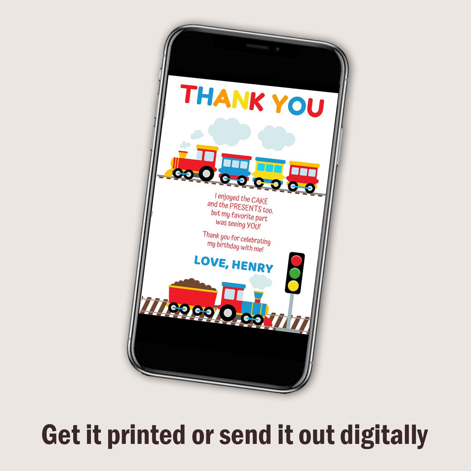 Train Thank You Card Train Thank You Note Chugga Chugga Two Two Thank ...