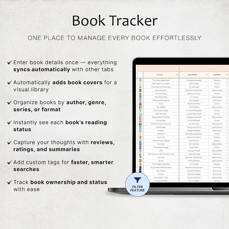 Book Tracker Spreadsheet Reading Tracker Digital Reading Log TBR ...