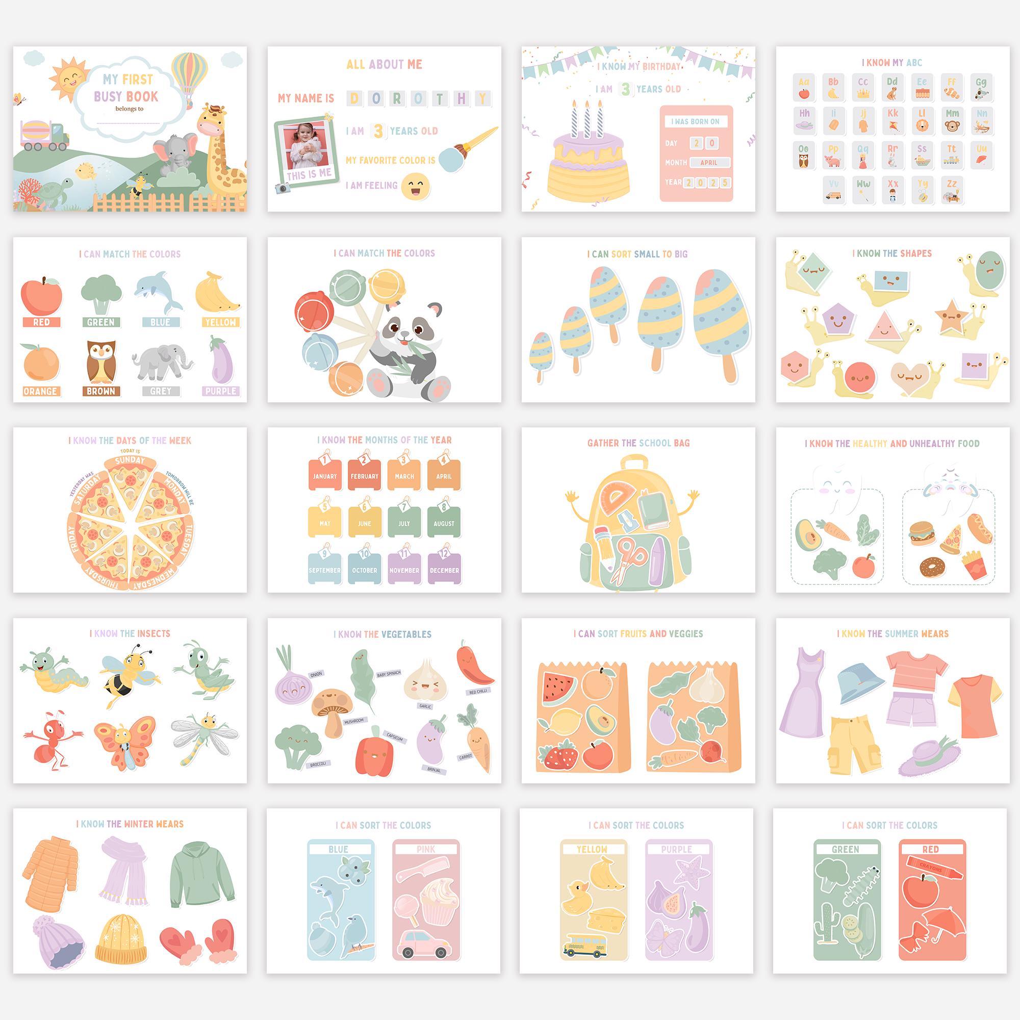 Toddler Busy Book Preschool Learning Binder for Toddler Quiet Book for ...