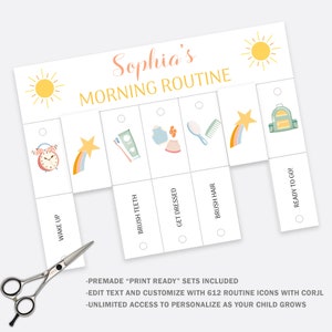 Flip Routine Chart Editable Morning Evening Visual Schedule Kids Daily ...