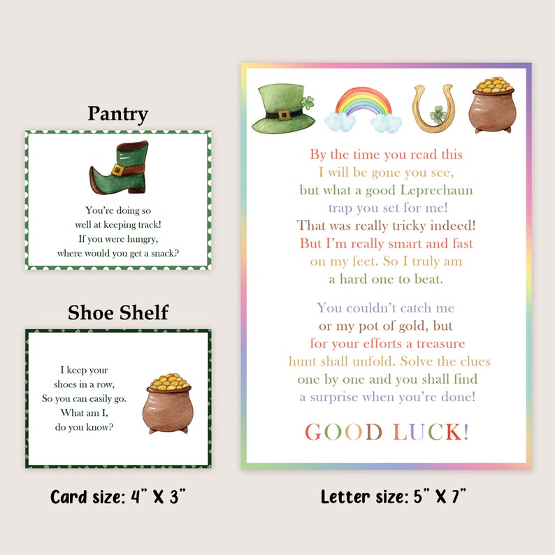 St Patricks Day Scavenger Hunt for Kids Leprechaun Indoor Treasure Hunt ...