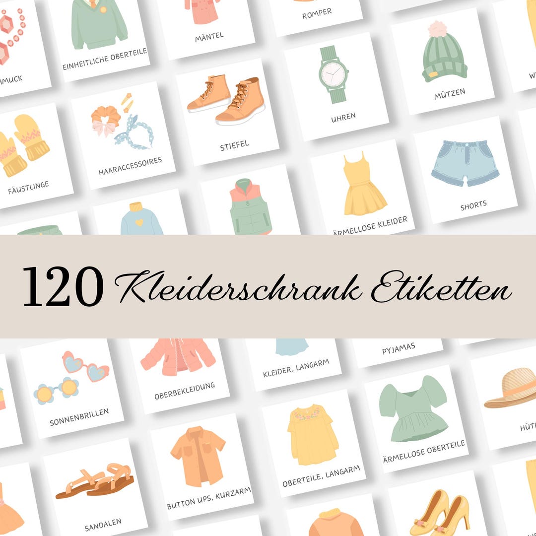 Wardrobe Labels for Children, Wardrobe Organizer, Organize Clothes for ...