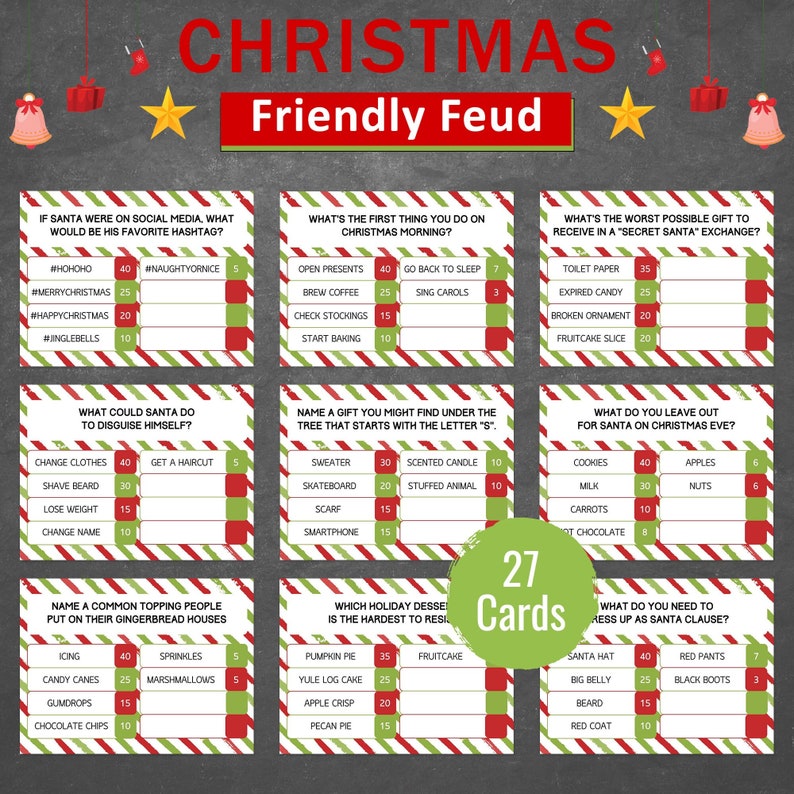 Christmas Friendly Feud Quiz Christmas Family Feud Game Holiday Party ...