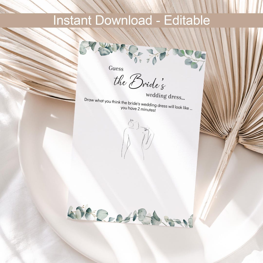 Guess the Dress Bridal Shower Game Guess the Bride's Dress Wedding ...