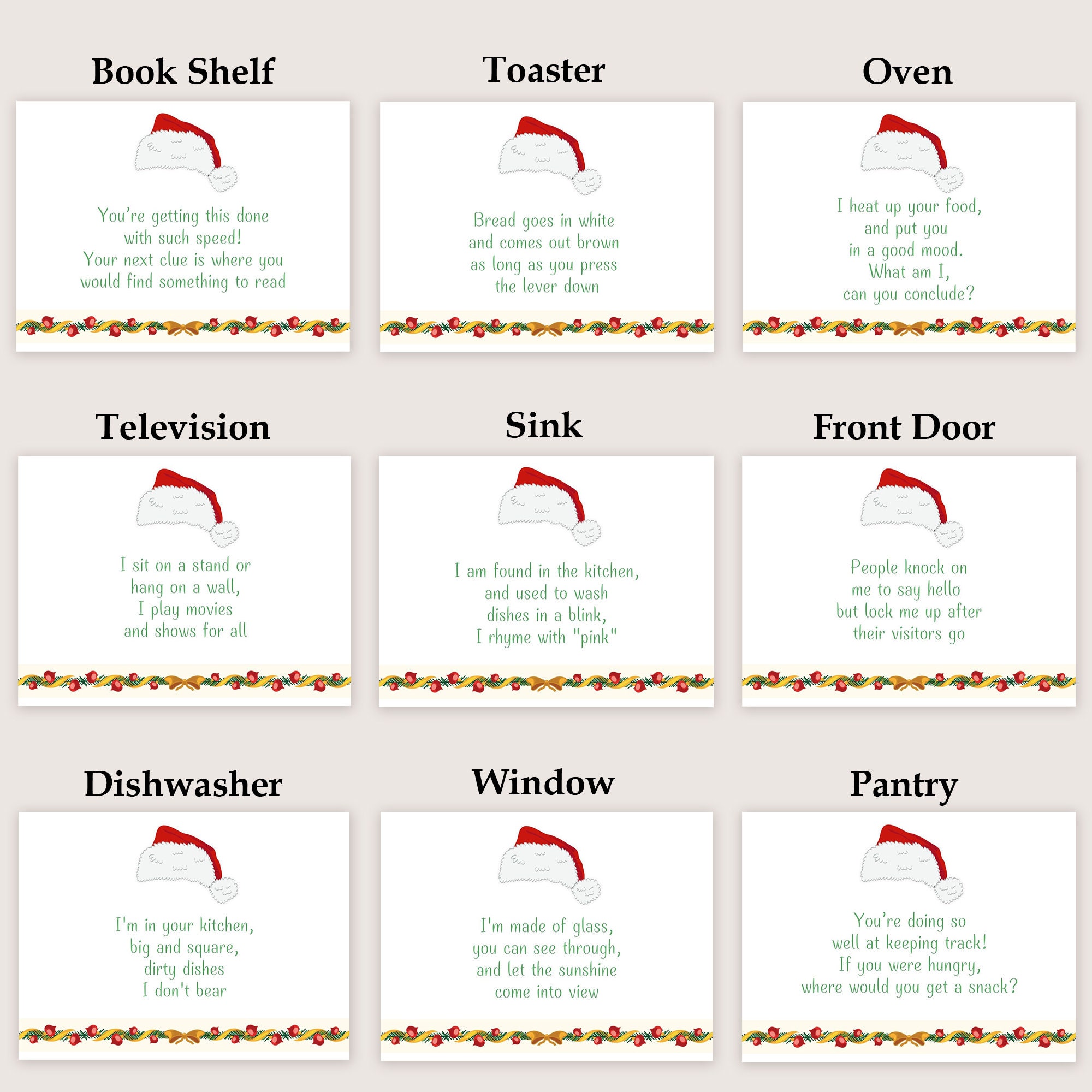 Christmas Scavenger Hunt for Kids Holiday Indoor Hunt Clues Treasure ...