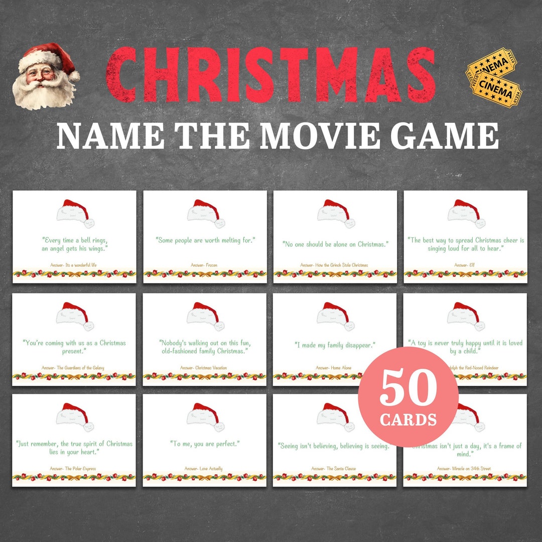 Christmas Name the Movie Game Christmas Party Game Guess the Movie Quiz ...