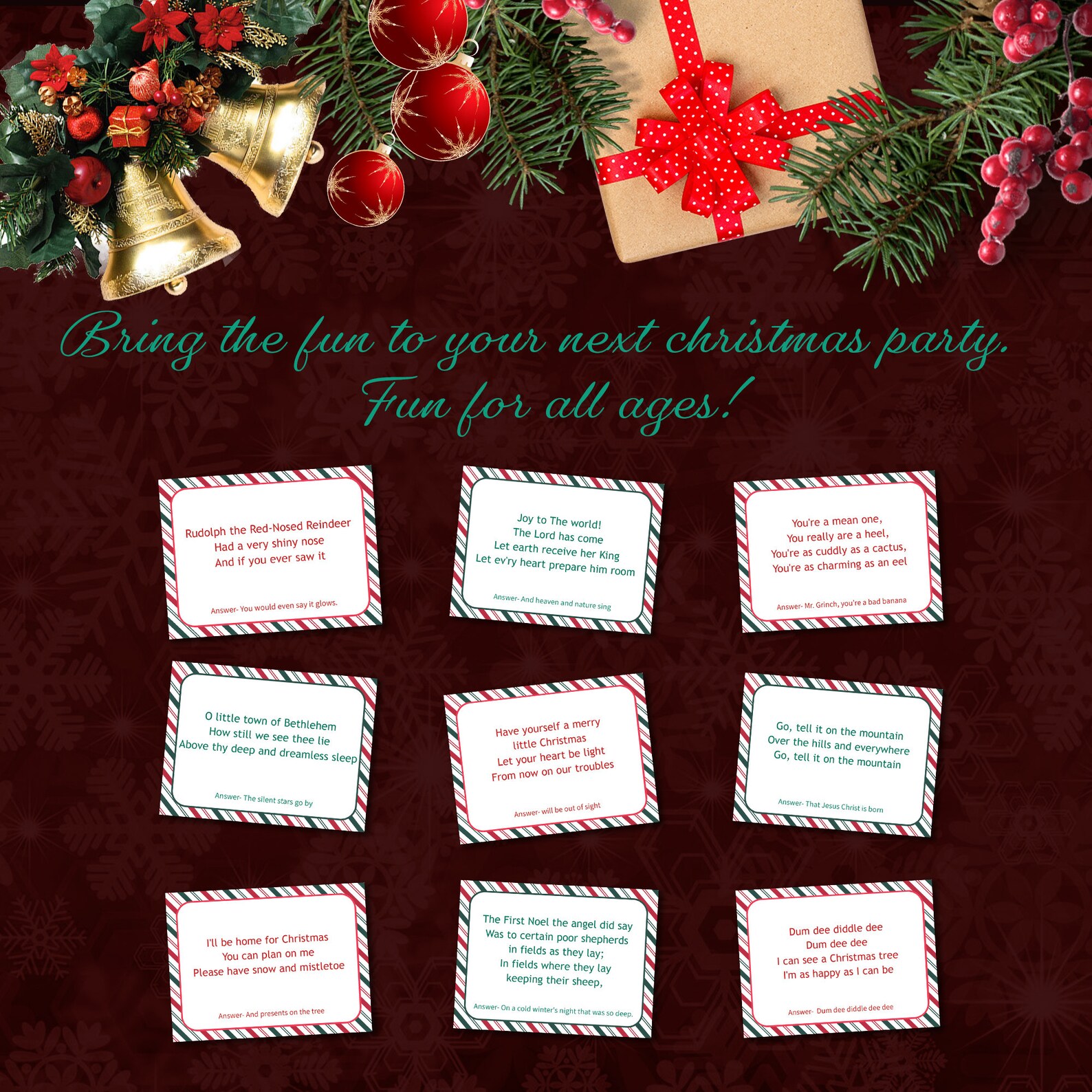 Christmas Carol Finish the Lyric Game Christmas Games Holiday Finish ...