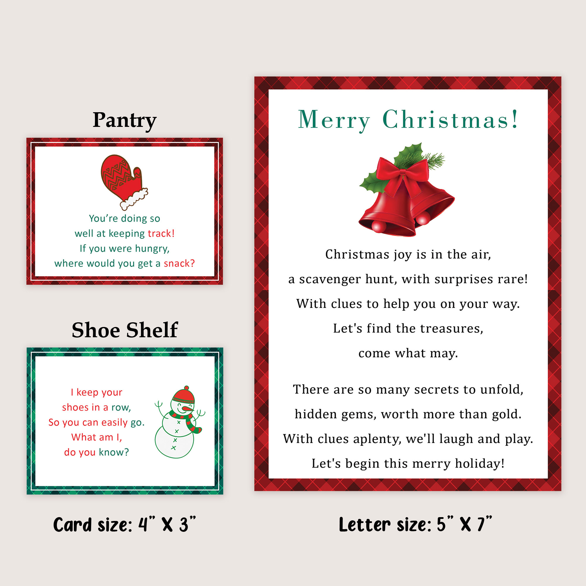 Christmas Scavenger Hunt for Kids Holiday Indoor Treasure Hunt Clues ...