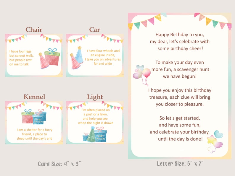 Birthday Scavenger Hunt for Kids Outdoor Birthday Treasure Hunt Clues ...