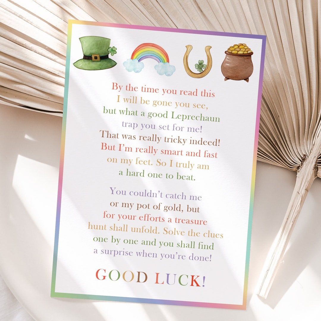Leprechaun Trap Letter for St Patrick's Day Trap Note Saint Patricks ...