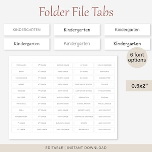 Memory Box Label School Years Pages Baby Keepsake Folder File Tab Cover ...