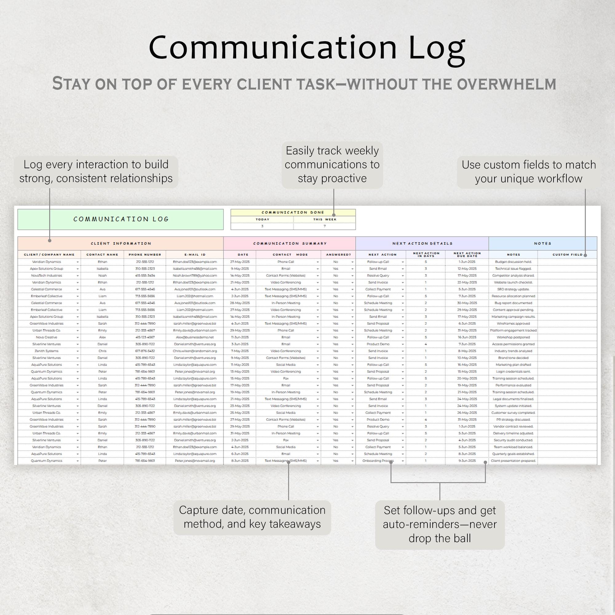 Client Tracker for Small Business Planner CRM With Task Tracker ...