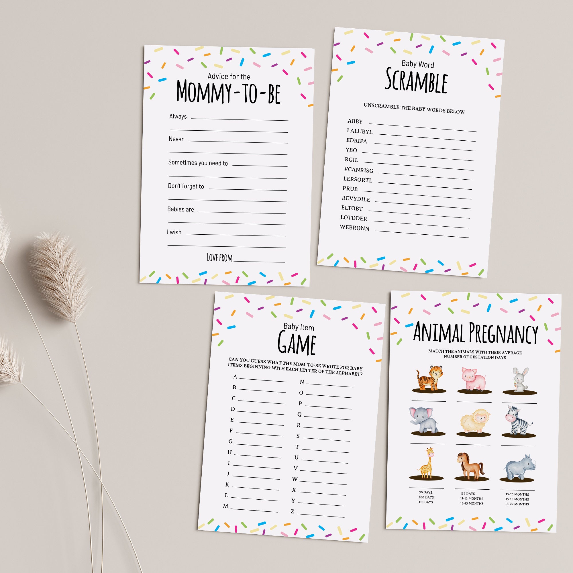 Sprinkle Baby Shower Games Bundle Baby Sprinkle Baby Shower Party ...