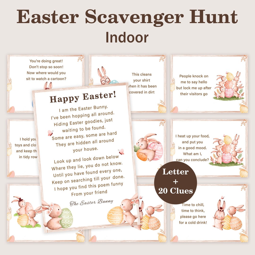 Easter Bunny Scavenger Hunt Kids Easter Treasure Hunt Indoor Easter Egg ...