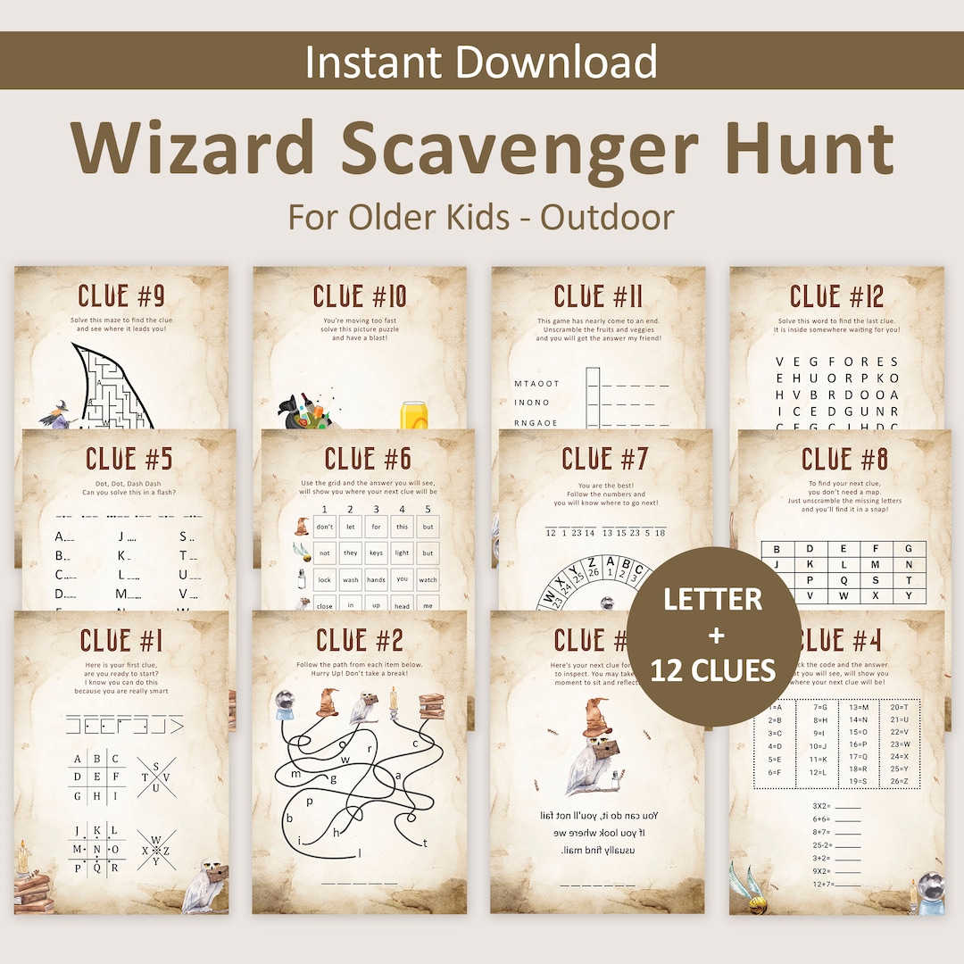 Wizard Scavenger Hunt for Older Kids Witches Birthday Treasure Hunt ...