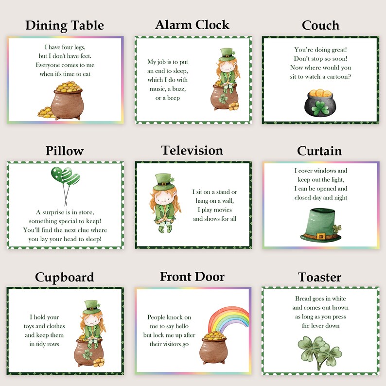 St Patricks Day Scavenger Hunt for Kids Leprechaun Indoor Treasure Hunt ...