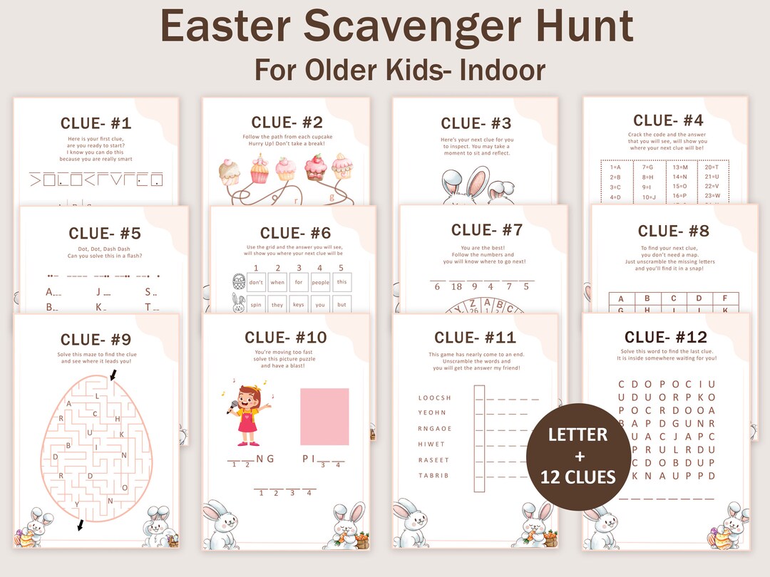 Easter Scavenger Hunt for Teens Easter Hunt Clues Older Kids Puzzle Pre ...