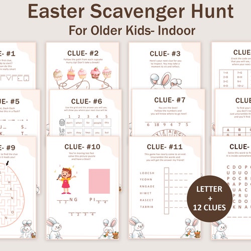 Easter Treasure Hunt Easter Bunny Letter Indoor Scavenger - Etsy