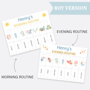 Flip Routine Chart Editable Morning Evening Visual Schedule Kids Daily ...
