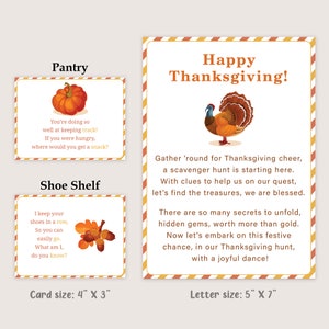 Thanksgiving Scavenger Hunt for Kids Indoor Treasure Hunt Clues Turkey ...