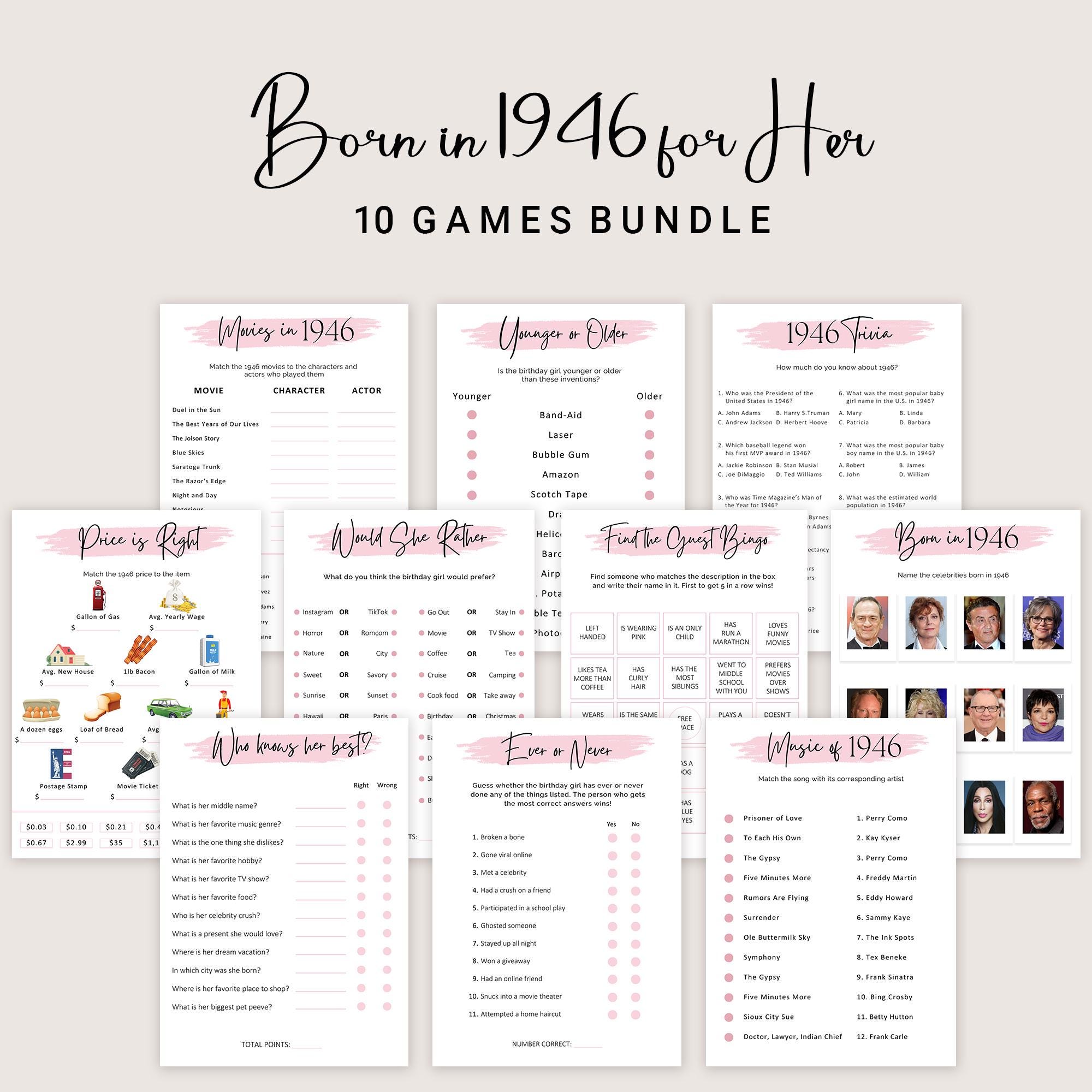 80th Birthday Games for Women 80th Birthday Party Games for Her Born in ...