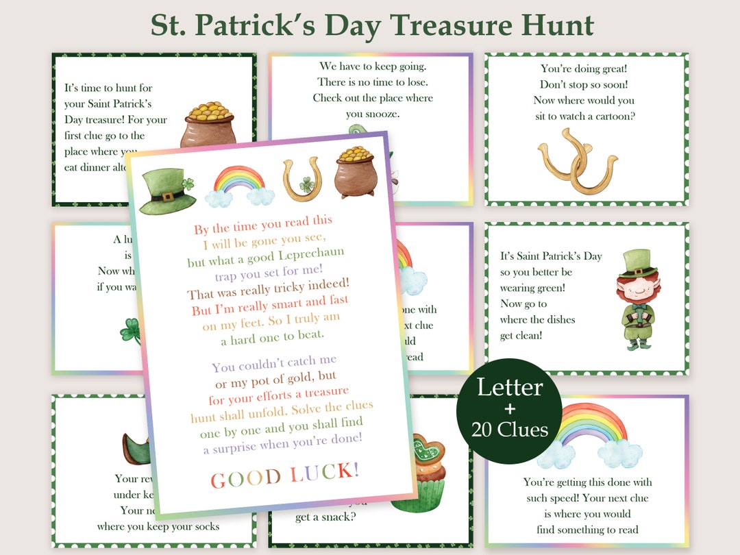 St.patrick's Day Scavenger Hunt Saint Patrick Day Treasure Hunt ...