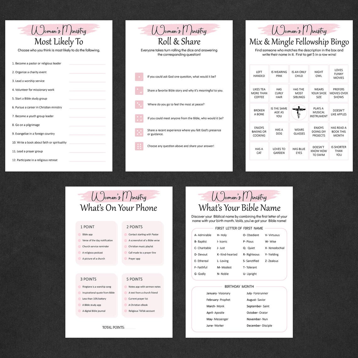 Women's Ministry Games Bible Games Christian Women Retreat Quiz Trivia ...