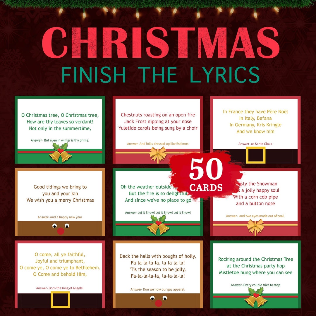 Christmas Carol Finish the Lyric Game Christmas Games Xmas Holiday ...